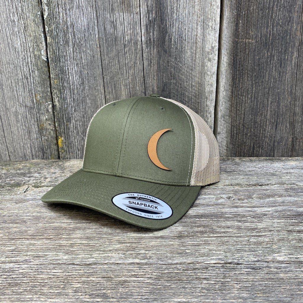 CRESCENT MOON CHESTNUT LEATHER PATCH HAT - FLEXFIT SNAPBACK | HELLS ...